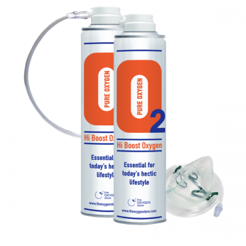 2 X O2 10 Litre Oxygen Cans Inc 1 x Mask and Tubing