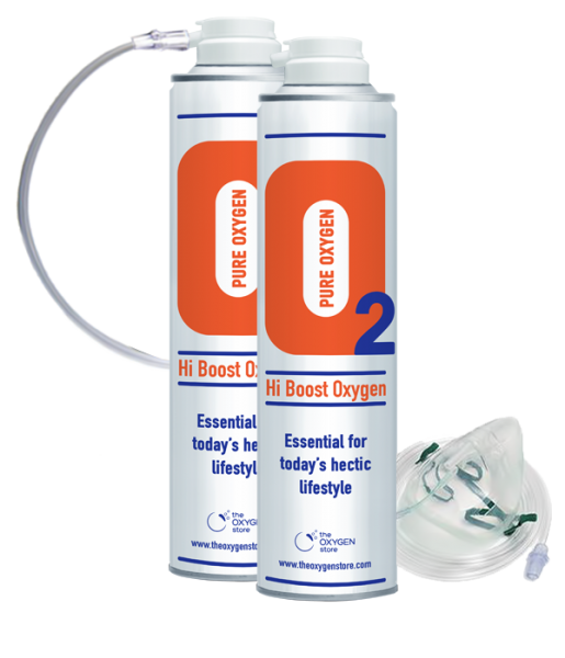 2 X O2 10 Litre Oxygen Cans Inc 1 x Mask and Tubing