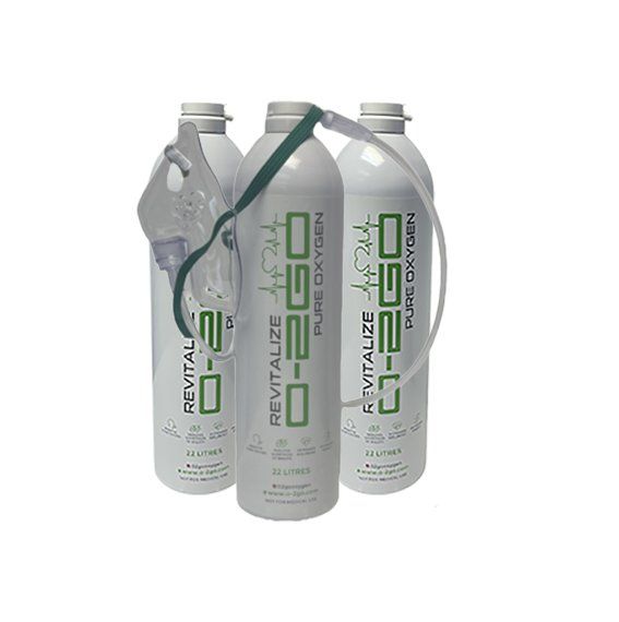 O2GO 3 X 18L Oxygen Can with Mask and Tube