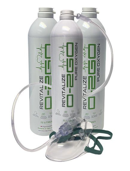 O2GO 3 X 18L Oxygen Can with Mask and Tube