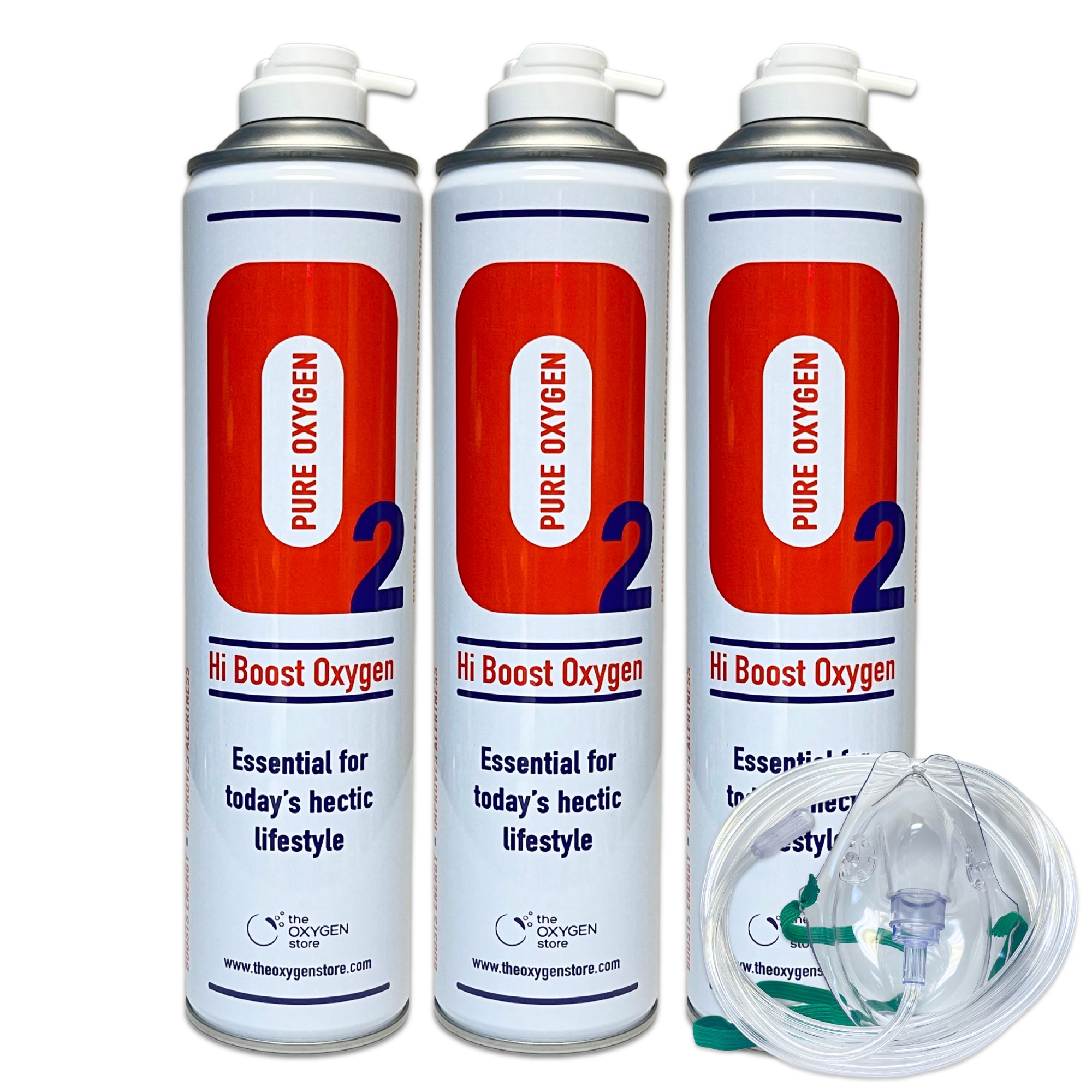 3 X O2 10 Litre Oxygen Cans Inc 1 x Mask