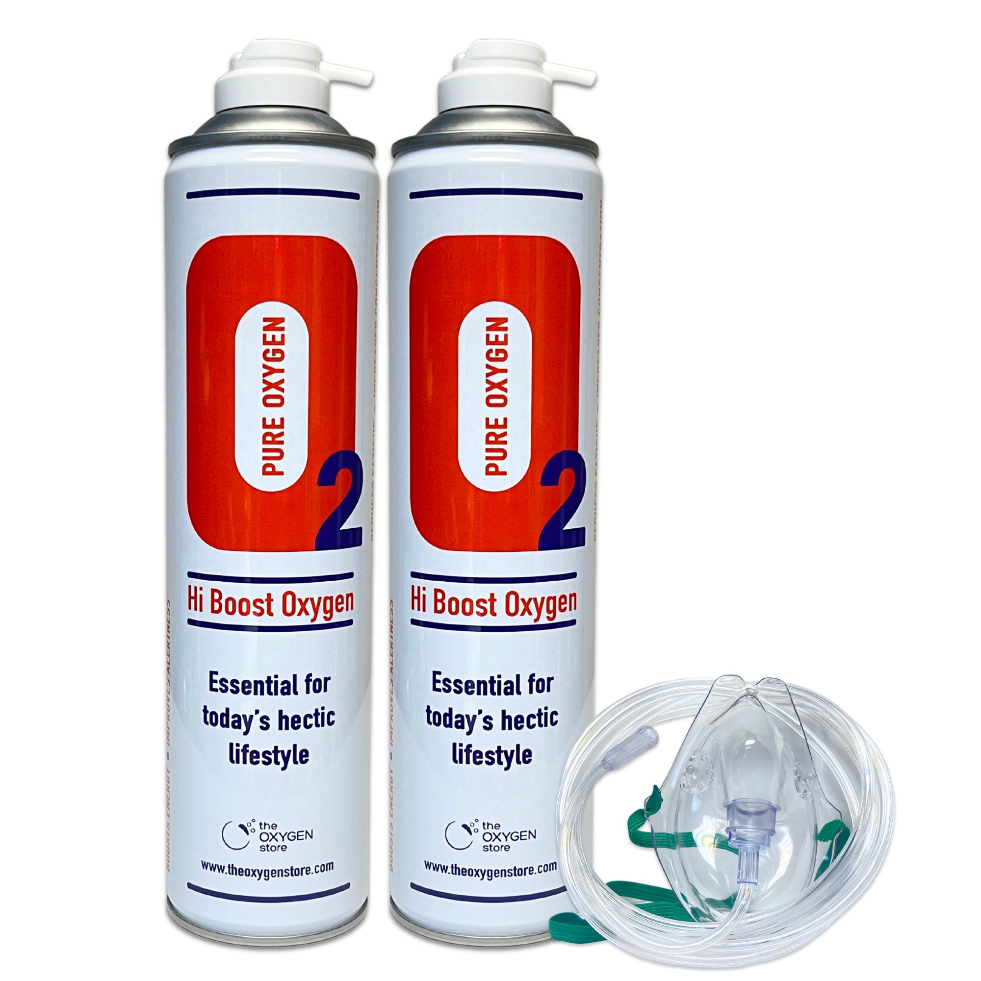 6 X O2 10 Litre Oxygen Cans with Mask Hi-Boost