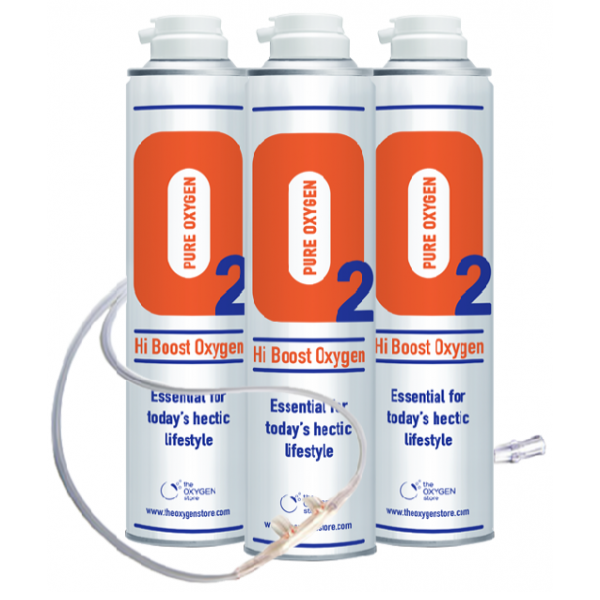 3x Hi-Boost Oxygen Cans With Nasal Cannula