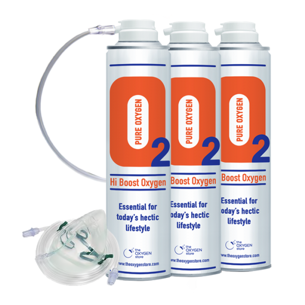 3 X O2 10 Litre Oxygen Cans Inc 1 x Mask